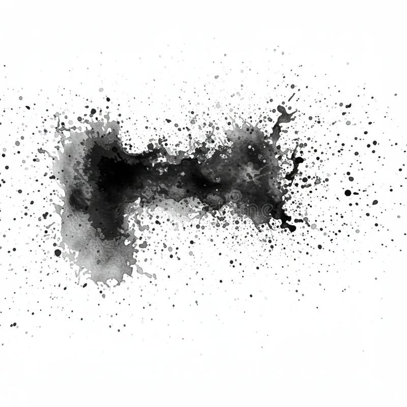 Abstract Black Ink Splatter on White Background, Creating a Dynamic and ...