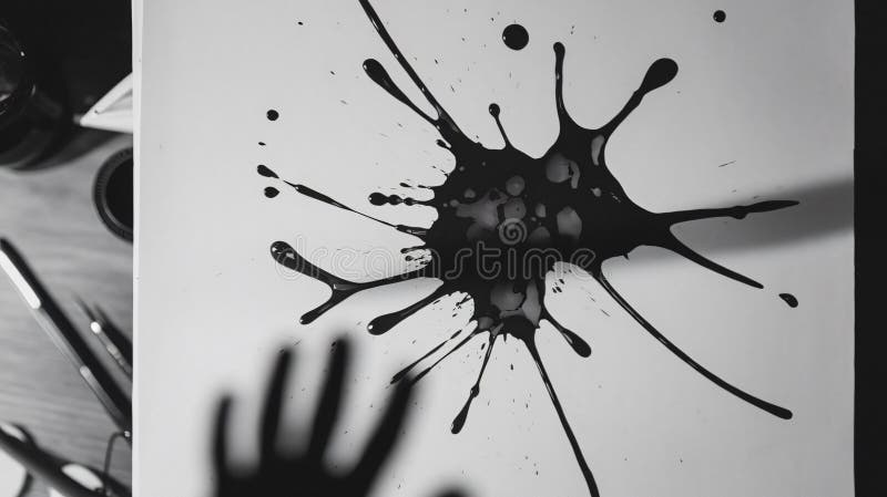 Abstract Black Ink Splatter on White Background, High Quality Image ...
