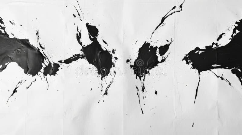 Abstract Black Ink Splatter on White Paper Background Stock ...