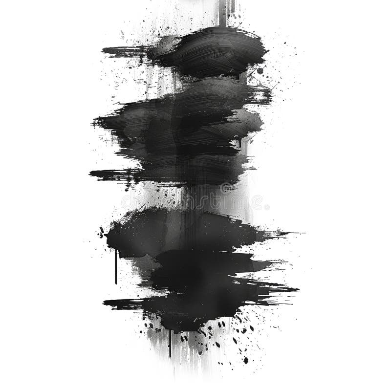 Abstract Black Ink Strokes Creating a Dramatic Vertical Artwork on a ...