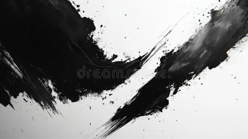 Abstract Black Ink Strokes on White Background Stock Illustration ...