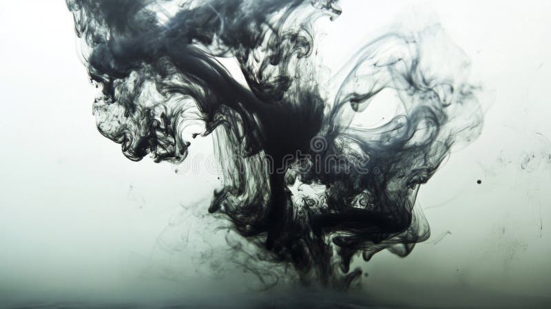 Abstract Black Ink Swirl on White Background Stock Illustration ...
