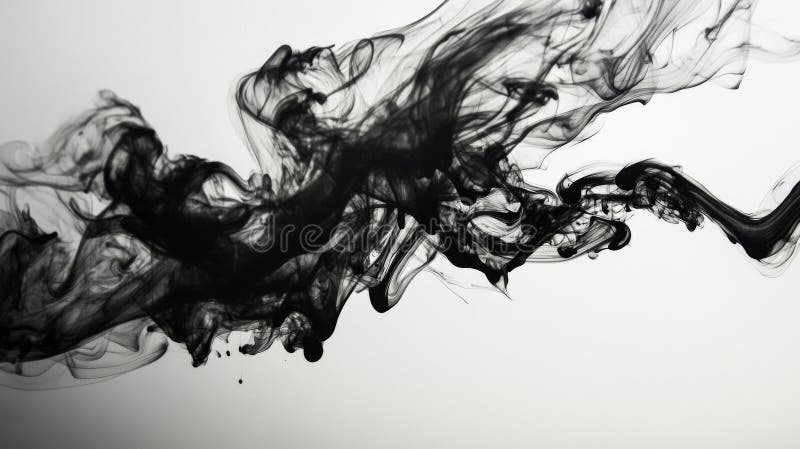 Abstract Black Ink Swirl on White Background Stock Illustration ...