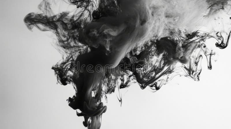 Abstract Black Ink Swirl on White Background Stock Illustration ...