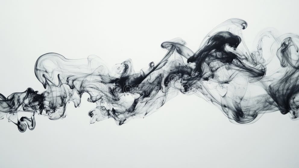 Abstract Black Ink Swirl on White Background Stock Illustration ...