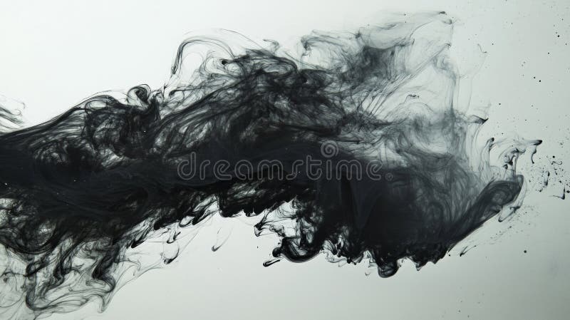 Abstract Black Ink Swirl on White Background Stock Illustration ...