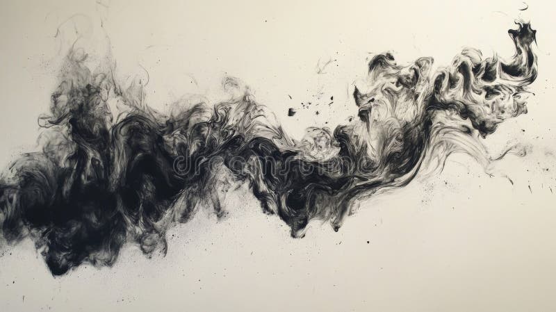 Abstract Black Ink Swirl on White Background Stock Illustration ...