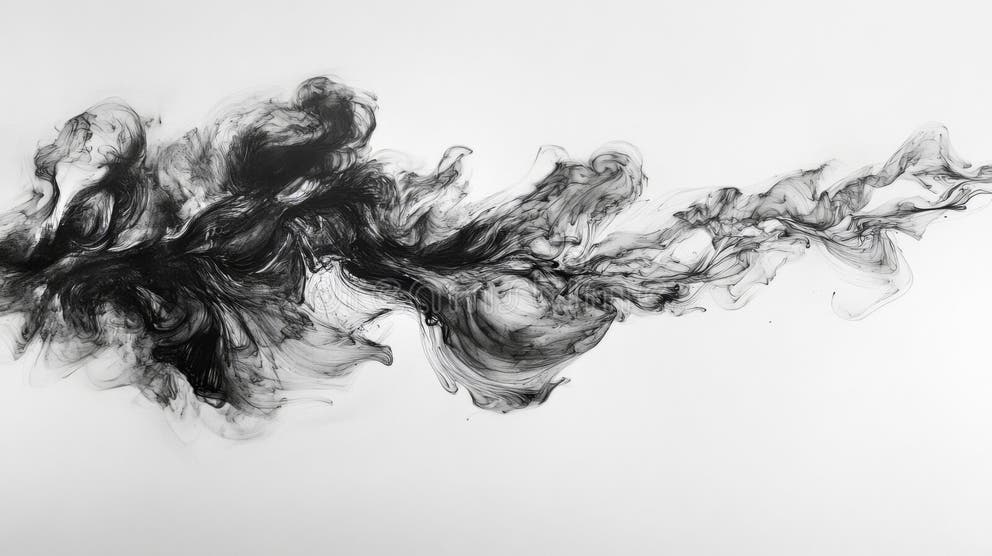 Abstract Black Ink Swirl on White Background Stock Illustration ...