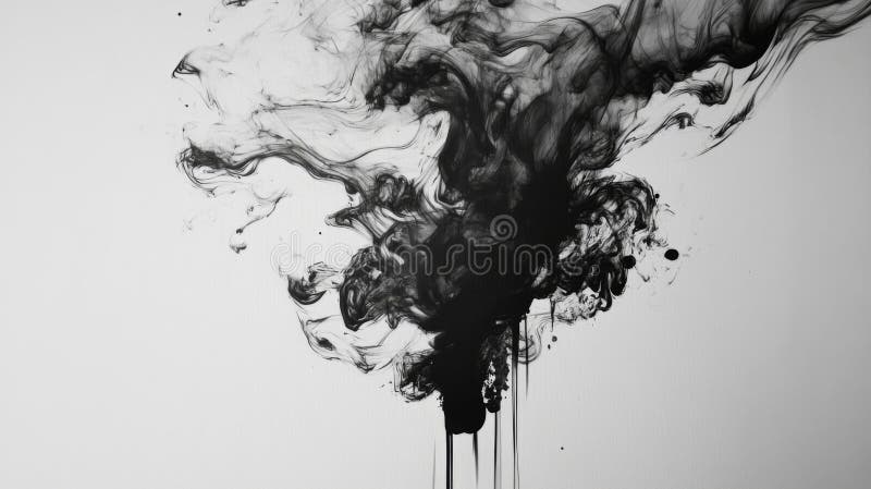 Abstract Black Ink Swirl on White Background Stock Illustration ...