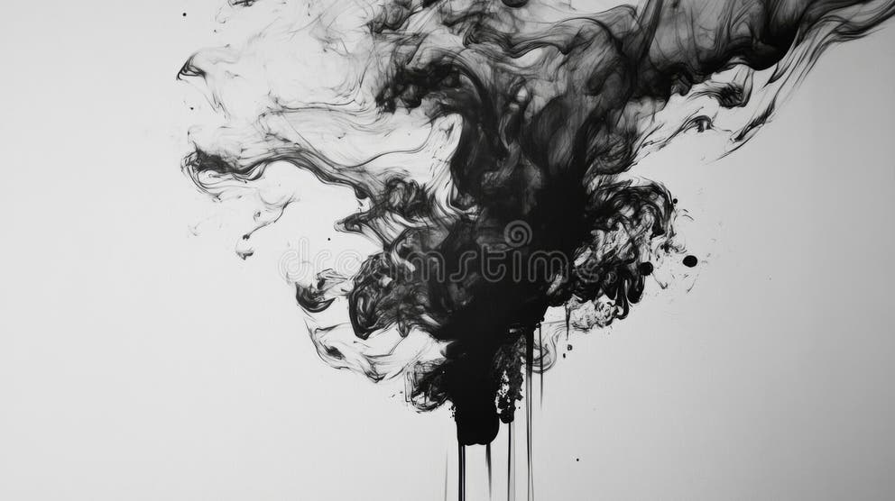 Abstract Black Ink Swirl on White Background Stock Illustration ...