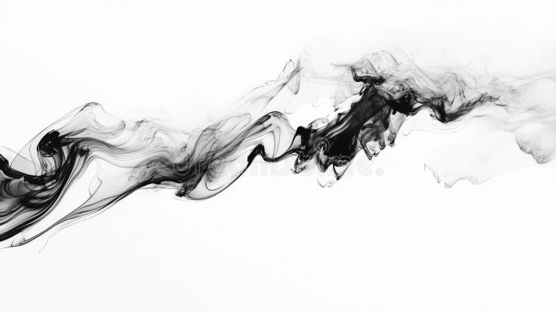 Abstract Black Ink Swirl on White Background Stock Illustration ...