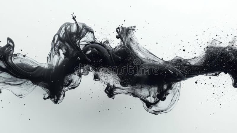 Abstract Black Ink Swirl on White Background - Generative Ai Stock ...