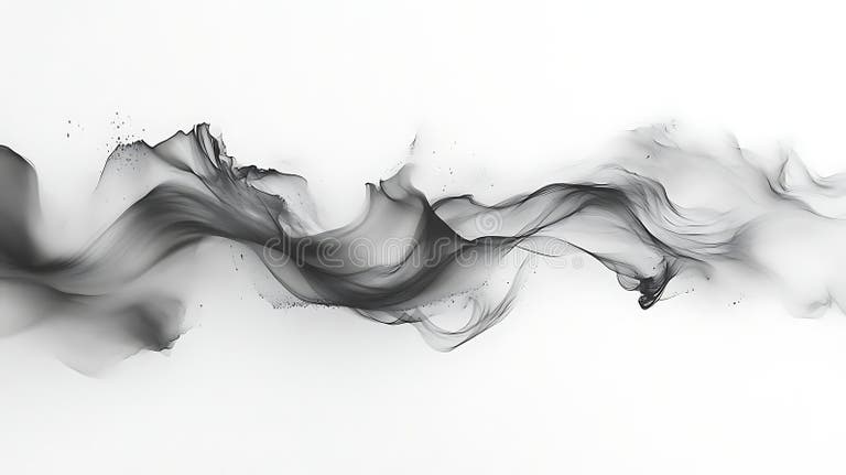 Abstract Black Ink Swirls Flowing Across White Background Stock ...