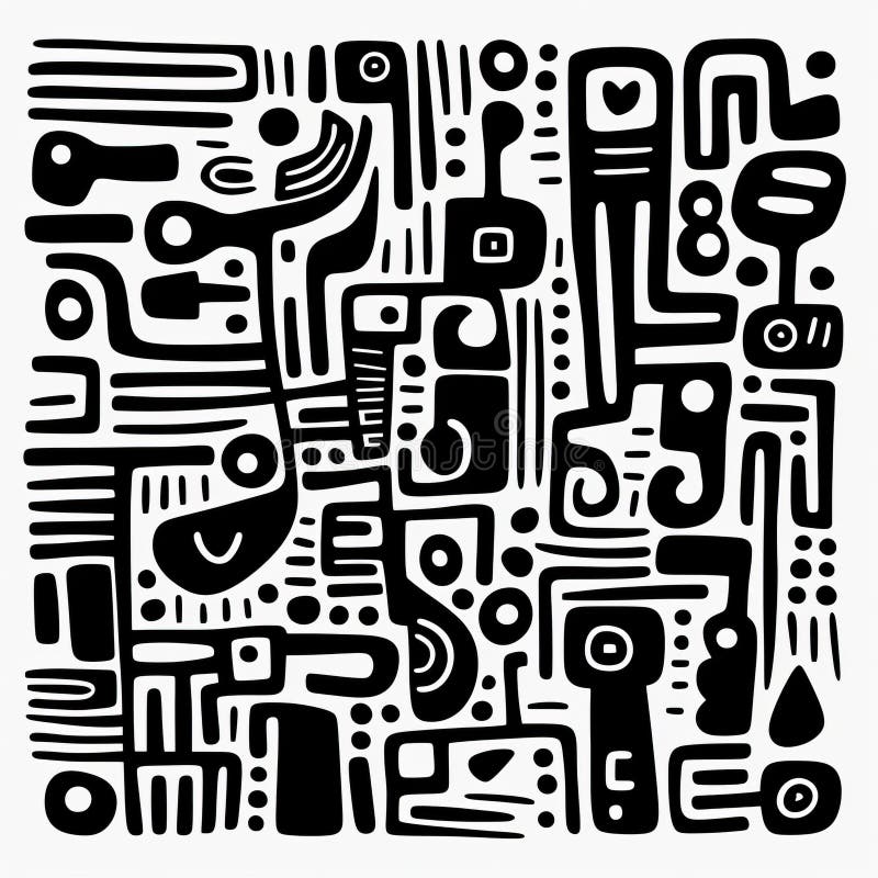 Abstract Black Ink Tutorial: Pre-columbian Art Style with Bold Lines ...