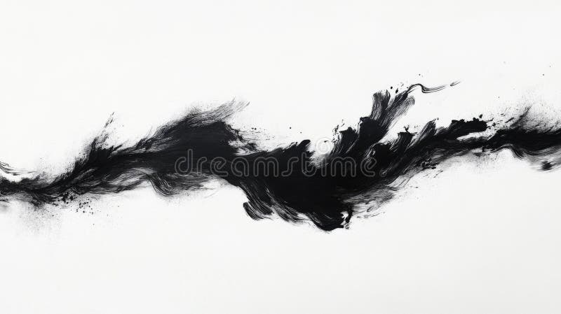 Abstract Black Ink Wash Painting on White Canvas Stock Illustration ...