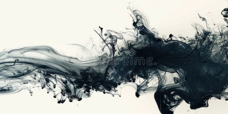 Abstract Black Ink in Water Creating Swirling Patterns. Digital Artwork ...