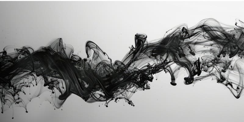 Abstract Black Ink in Water Creating Swirling Patterns. Digital Artwork ...