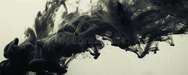Abstract Black Ink in Water, Fluid Art Background. Concept of ...