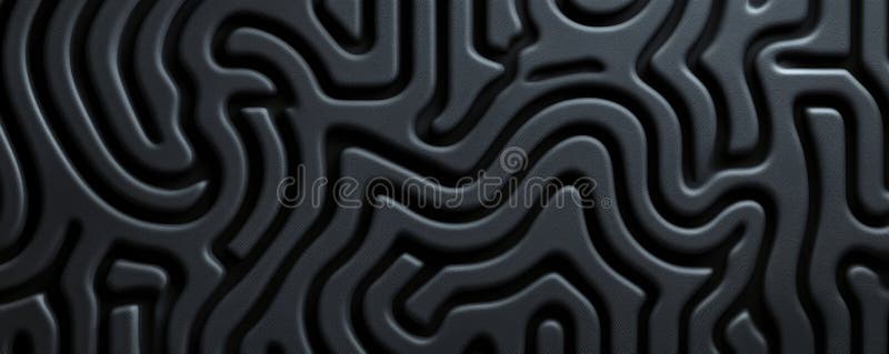 Abstract Black Labyrinth Pattern with Curves, Dark Background. Modern ...