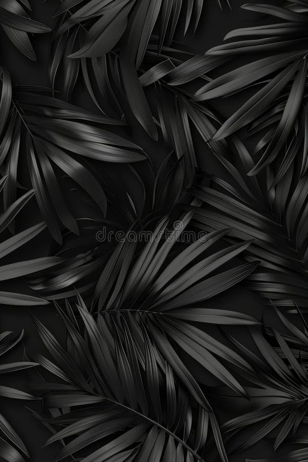 Abstract Black Leaf Textures Dark Tropical Foliage Background with Flat ...