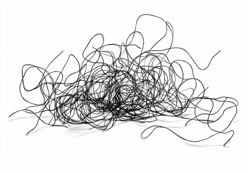 Abstract Black Line Art Tangled Messy Wires High Quality Image Stock ...