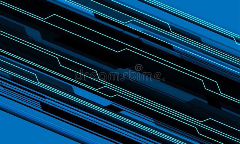 Abstract Black Line Circuit Cyber Geometric Slash Dynamic On Blue Design Modern Futuristic
