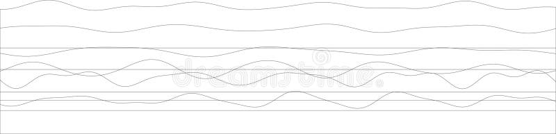Abstract Black Line Wave Patterns on White Background with Horizontal ...