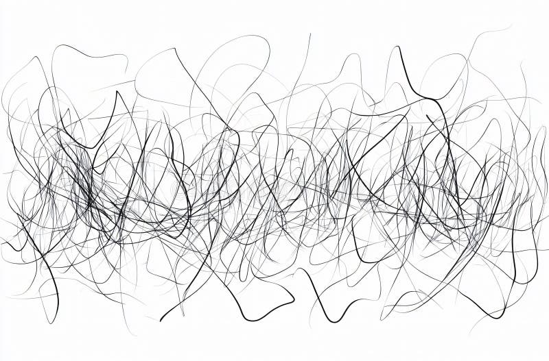Abstract Black Lines Art, Chaos Scribble Texture, High Quality Image Stock Illustration ...
