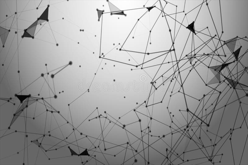 Abstract Black Lines, Points and Triangles in Space Stock Illustration ...