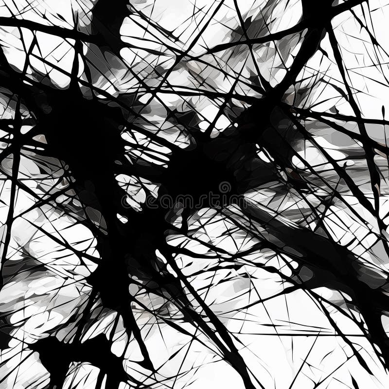 Abstract Black Lines in Tangled Design. Stock Illustration ...