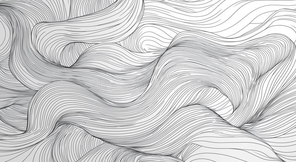 Abstract Linework of Flowing Patterns on White Background Stock ...
