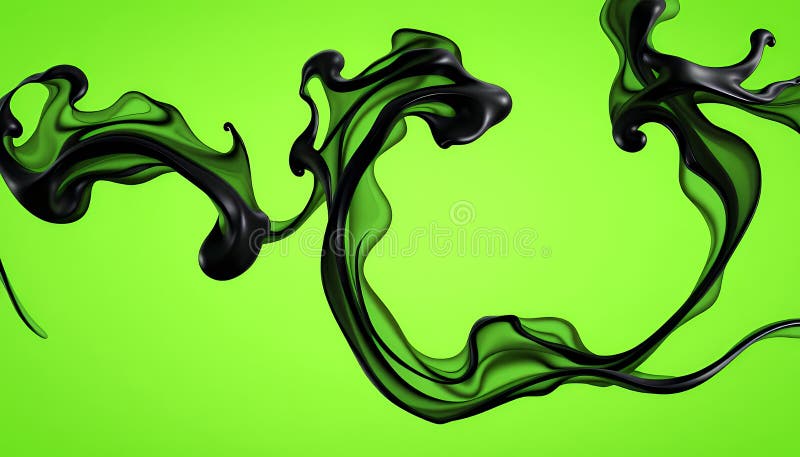 Abstract Black Liquid Motion Effect Isolated on Green Screen Studio ...