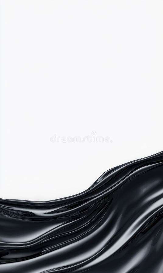 Abstract Black Liquid Waves on White Background Stock Illustration ...
