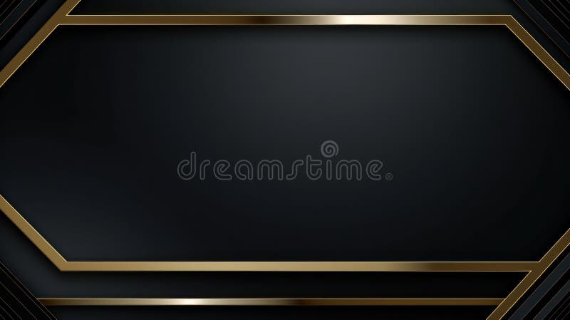 Abstract Black Luxury Background with Golden Line and Space for Text ...