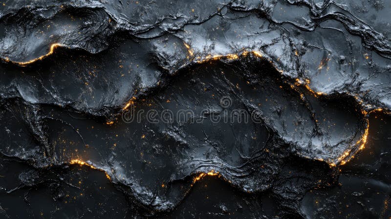 Abstract Black Melted Plastic Texture with Charred and Oil Paint ...