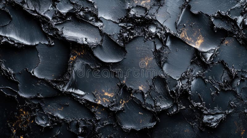 Abstract Black Melted Plastic Texture with Charred and Oil Paint ...