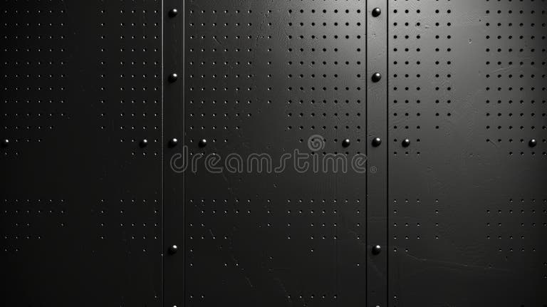Abstract Black Metal Panel with Rivets and a Dotted Pattern Stock ...