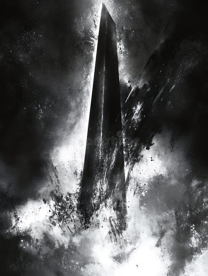 Abstract Black Monolith Digital Art Grunge Texture Background Design ...