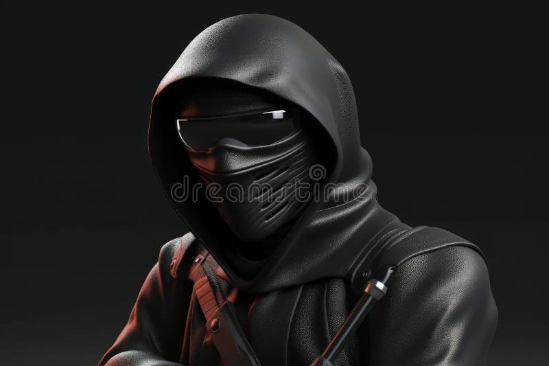 Abstract Black Ninja Character on Dark Background Generative Ai Stock ...