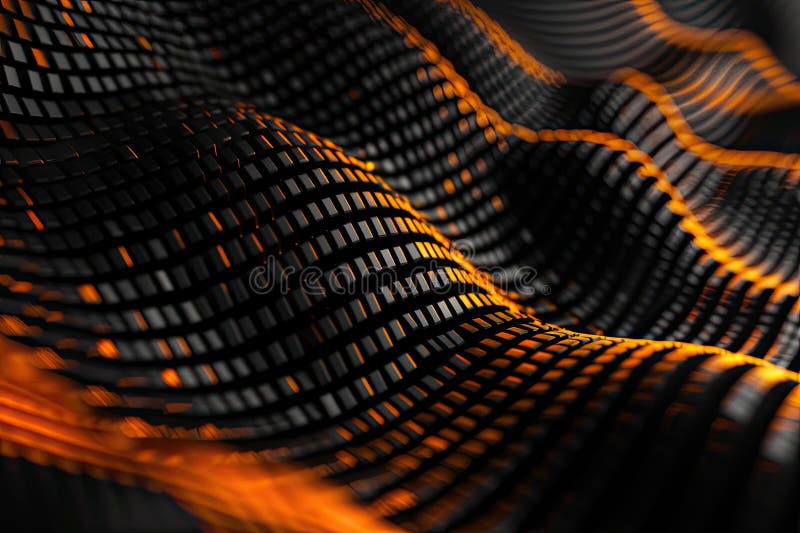 Abstract Black and Orange Background with a 3D Grid Effect Stock ...