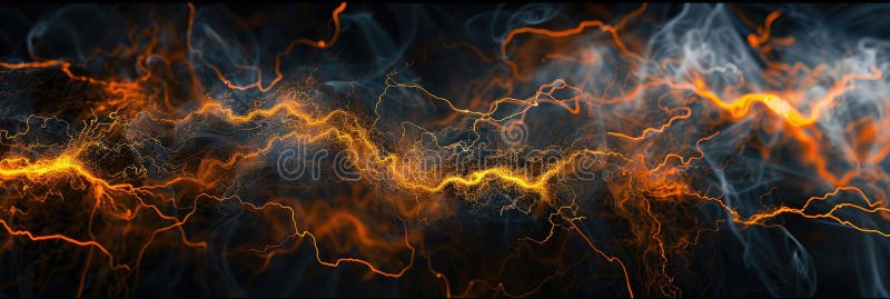 Abstract Black and Orange Background with Electric Currents Stock ...