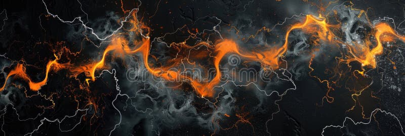 Abstract Black and Orange Background with Electric Currents Stock ...