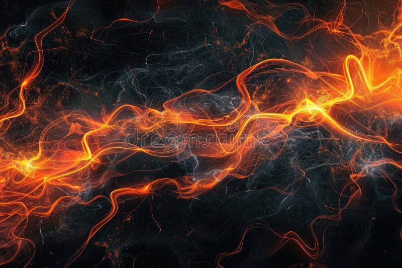 Abstract Black and Orange Background with Electric Currents Stock ...