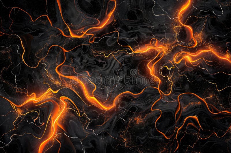 Abstract Black and Orange Background with Electric Currents Stock ...