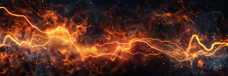 Abstract Black and Orange Background with Electric Currents Stock ...
