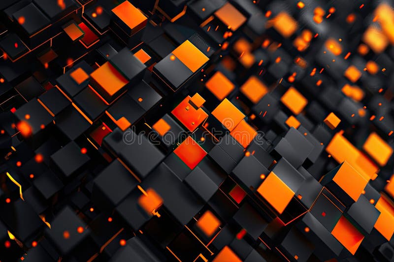 Abstract Black and Orange Background with a Pixelated Look Stock Illustration - Illustration of ...