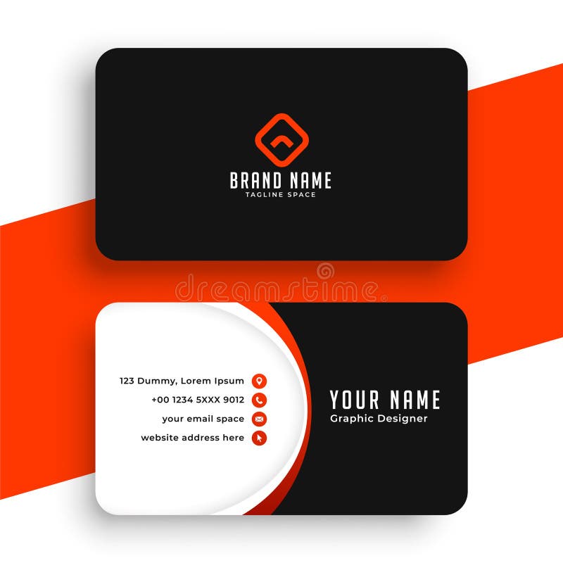 Abstract Black and Orange Elegant Business Card Template Stock Vector ...