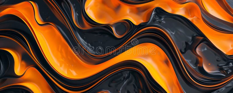 Abstract Black and Orange Fluid Wave Pattern, Mesmerizing Texture ...
