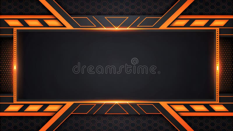 Abstract Black and Orange Gaming Frame Background for Streaming and ...