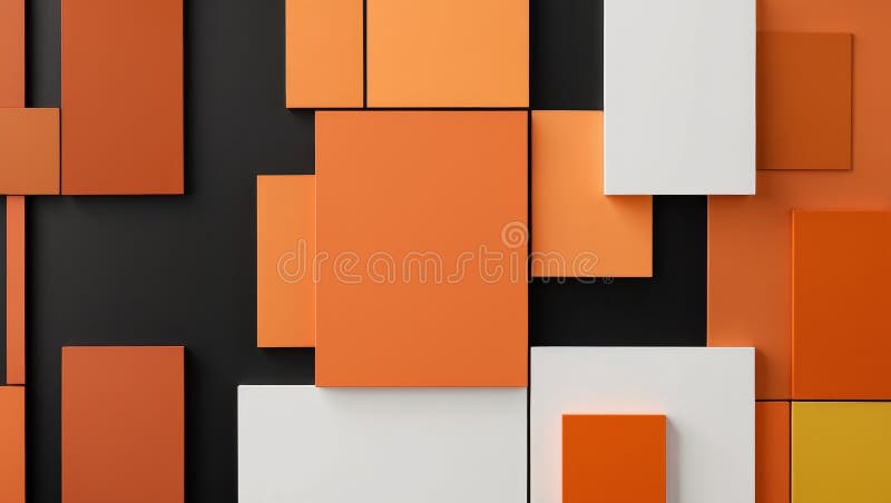 Abstract Black and Orange Geometric Shapes Composition Stock Photo ...
